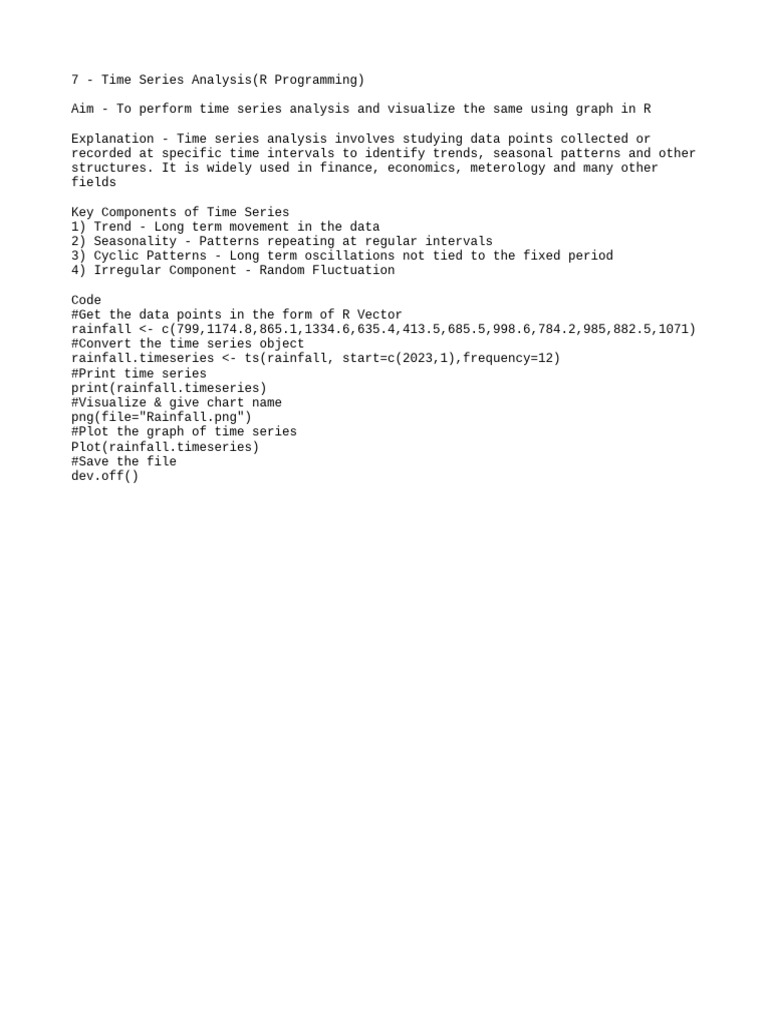 Time Series Analysis in R Programming | PDF