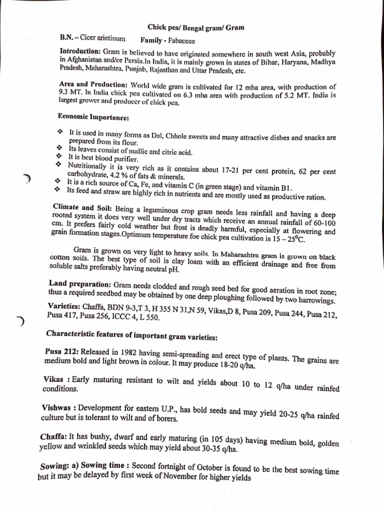 AGRO-111 Lect No. 13-16 PT of Chickpea | PDF | Chickpea | Legume
