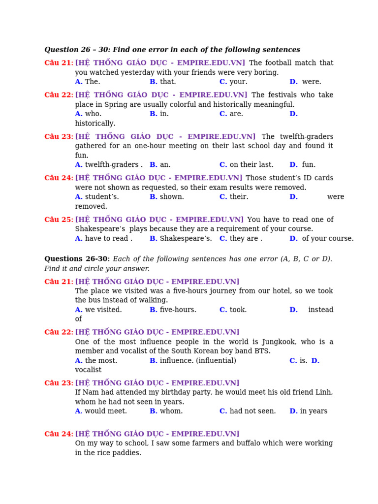 Correcting Errors Empire 1st Lesson | PDF