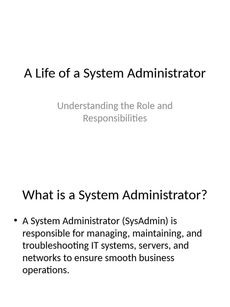 System Administrator Role Guide | PDF