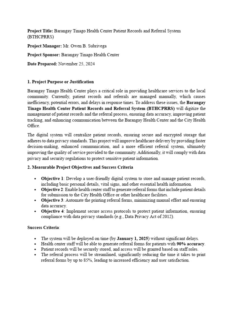 Project Charter | PDF | Information Privacy | Security