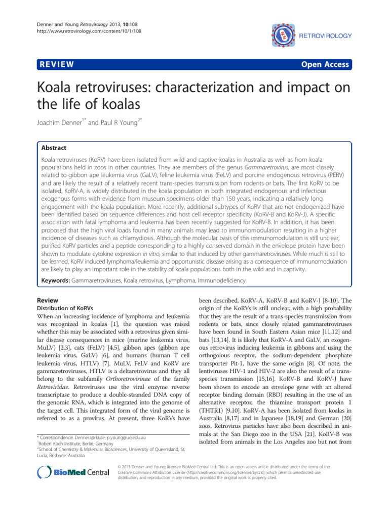 Koala Retroviruses: Characterization and Impact On The Life of Koalas | PDF | Retrovirus ...