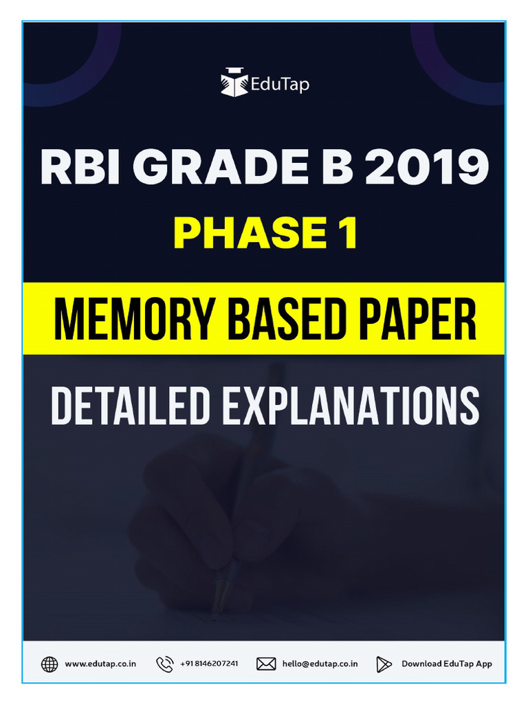 RBI Grade B 2019 Phase 1 Question Paper | PDF