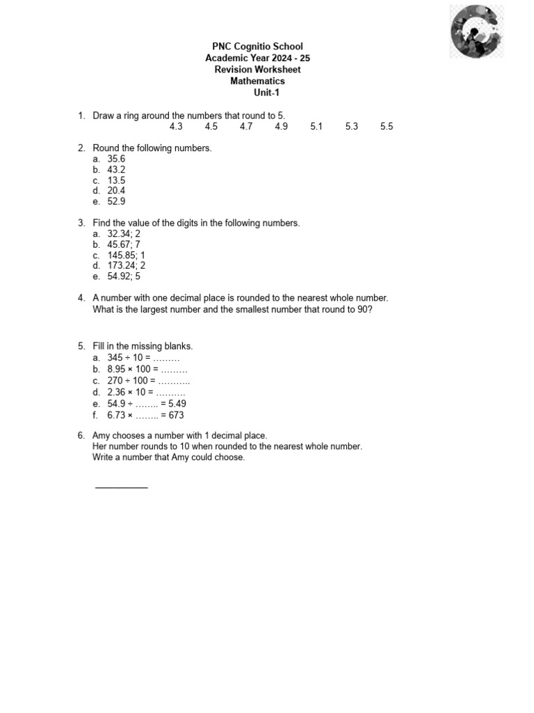 g4 Revision Worksheet Unit-1 | PDF