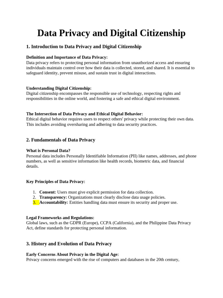 Unit 6. Data Privacy and Digital Citizenship | PDF | Privacy | Security