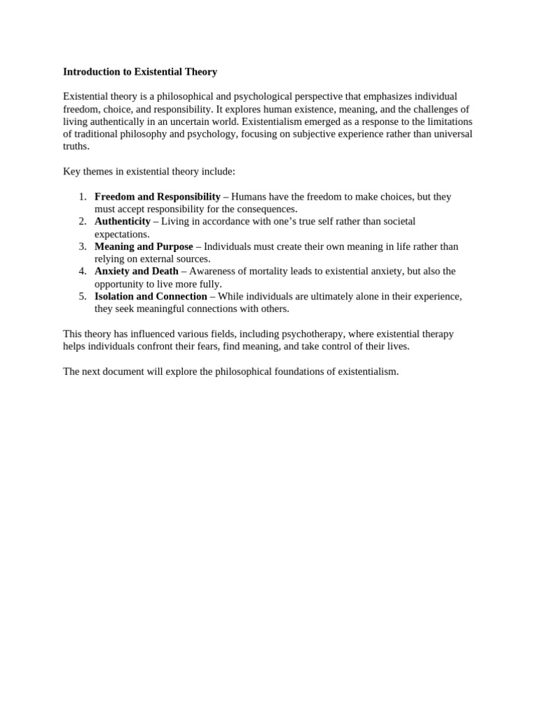 Introduction To Existential Theory | PDF