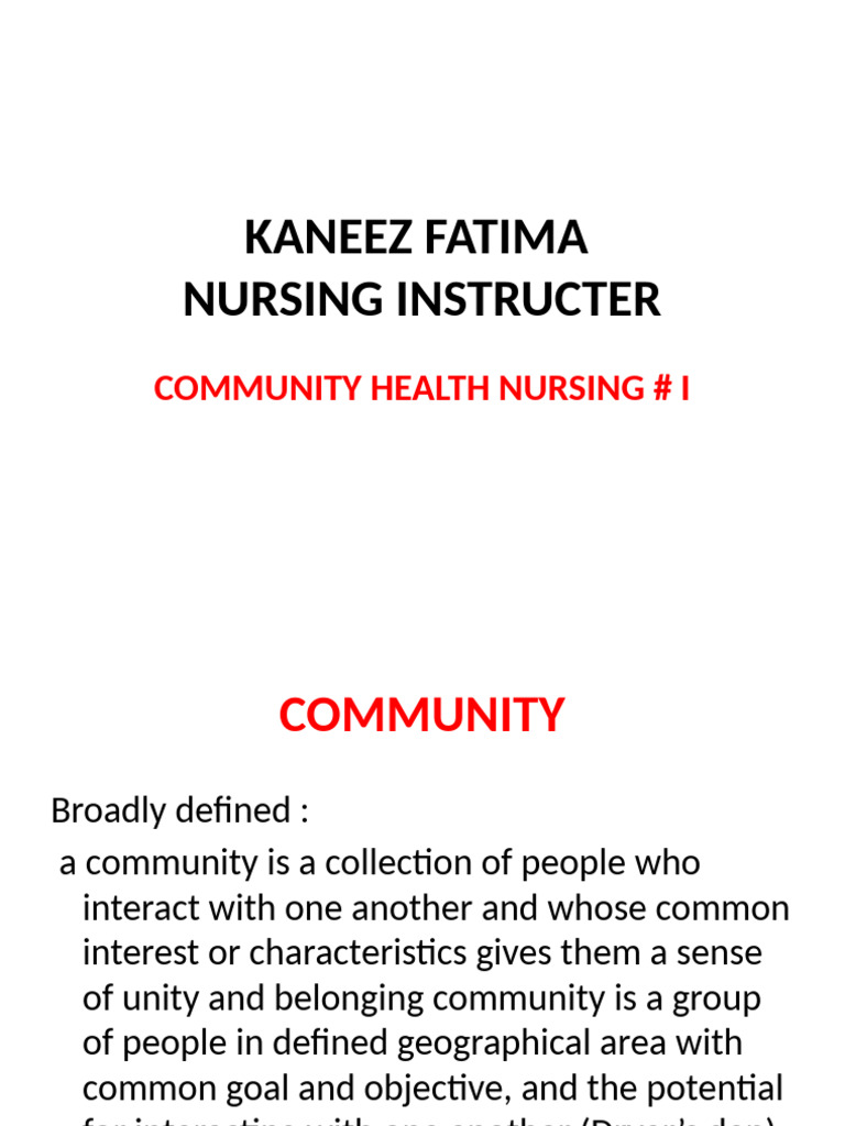 Overview of Community Health Nursing | PDF | Nursing | Public Health