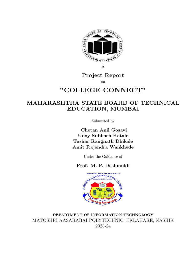 College Connect Project Report 2023-24 | PDF | Educational Technology ...