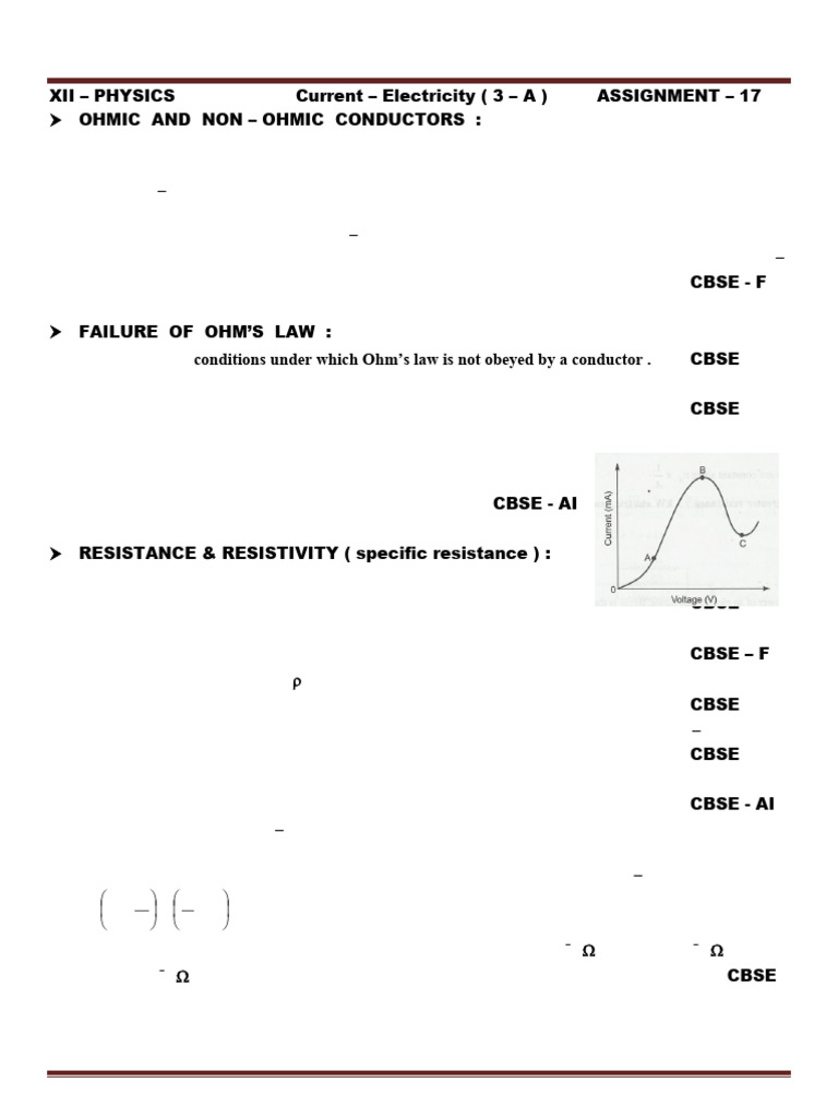 3 (A) - 2024 - Current Electricity - Assignment - 17 | PDF | Electrical ...