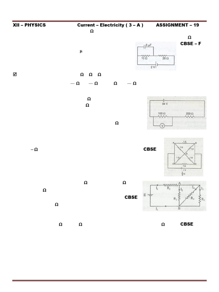 3 (A) - 2024 - Current Electricity - Assignment - 19 | PDF | Series And Parallel Circuits | Voltage