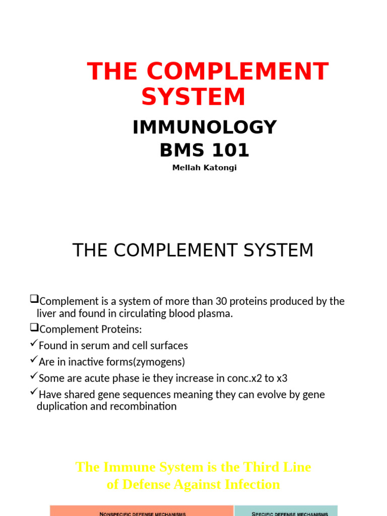 Lecture 3-Complement System | PDF | Complement System | Immunology