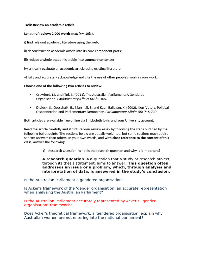 Review Academic Article - Individual Assignment | PDF | Gender | Gender ...