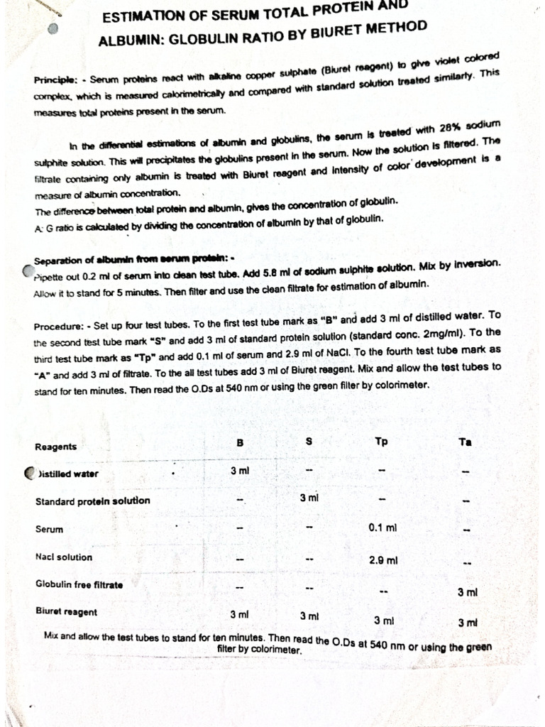 Total protein - Biuret method | PDF