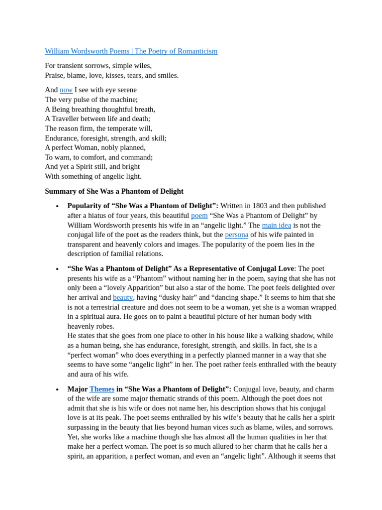 William Wordsworth Poems | PDF | Poetry