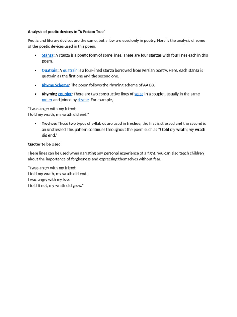 Analysis of Poetic Devices in | PDF