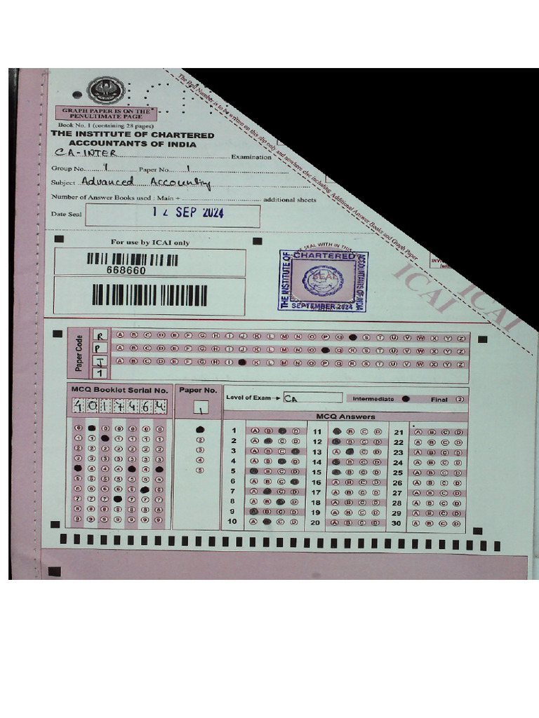 Marks Obtained (In Omr) : 16 | PDF