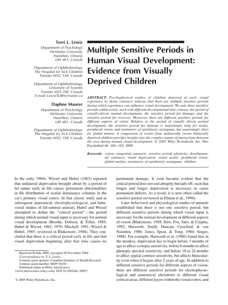 Lewis 2005 Multiple Sensitive Periods in Human | PDF | Visual Acuity ...