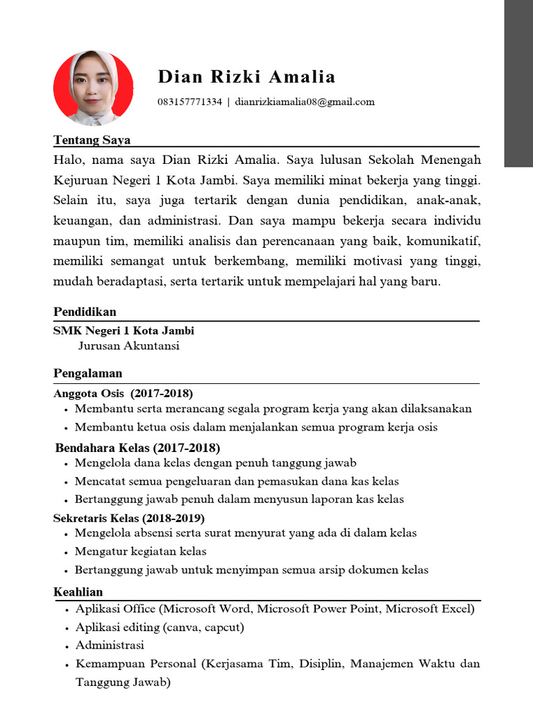 CV dian rizki amalia | PDF