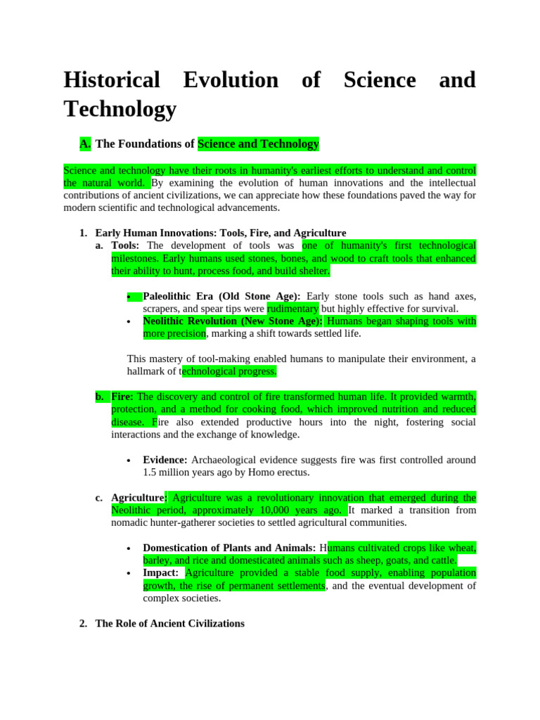 Unit 2. Historical Evolution of Science and Technology | PDF ...
