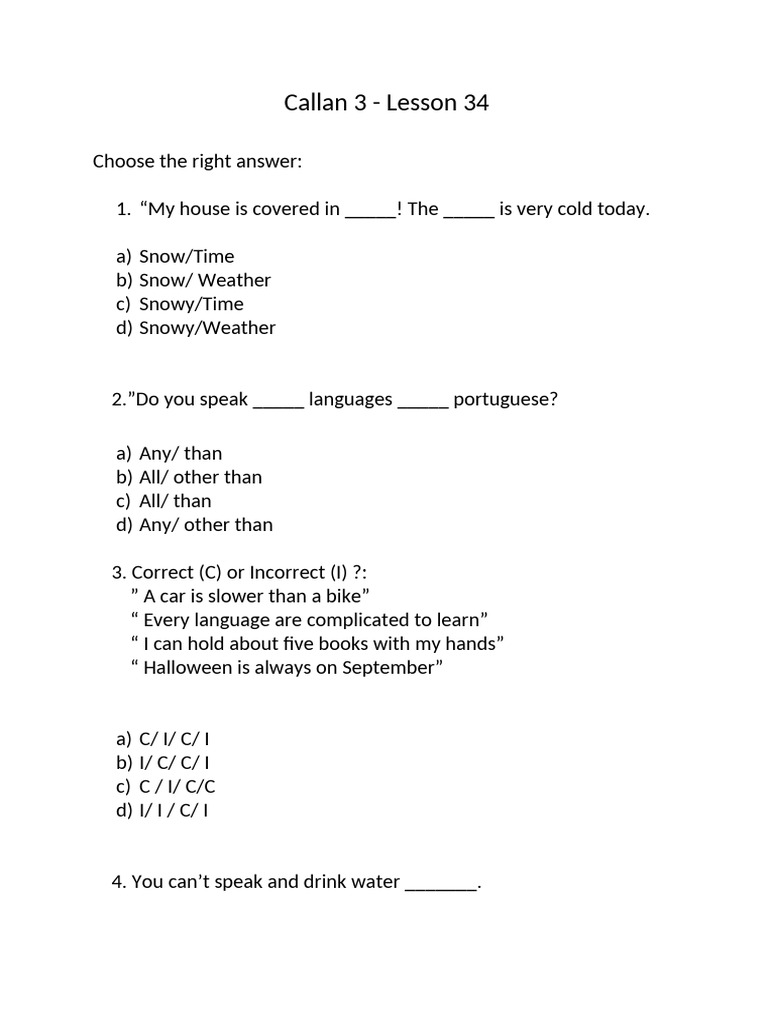Callan 3 - Lesson 34 | PDF