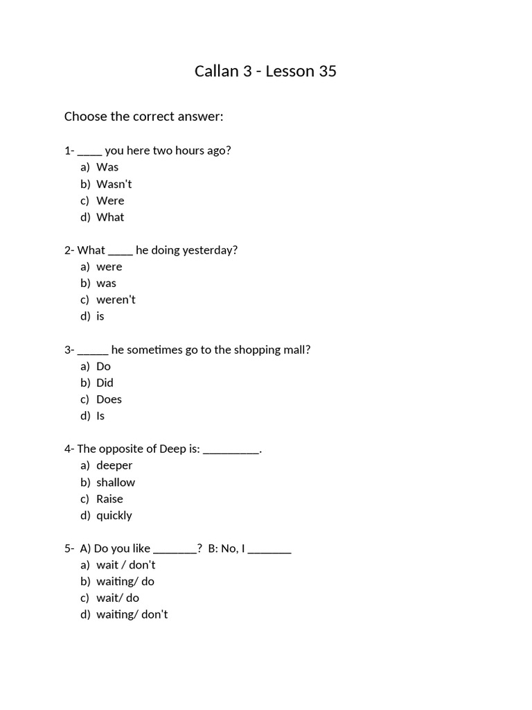 Callan 3 - Lesson 35 | PDF