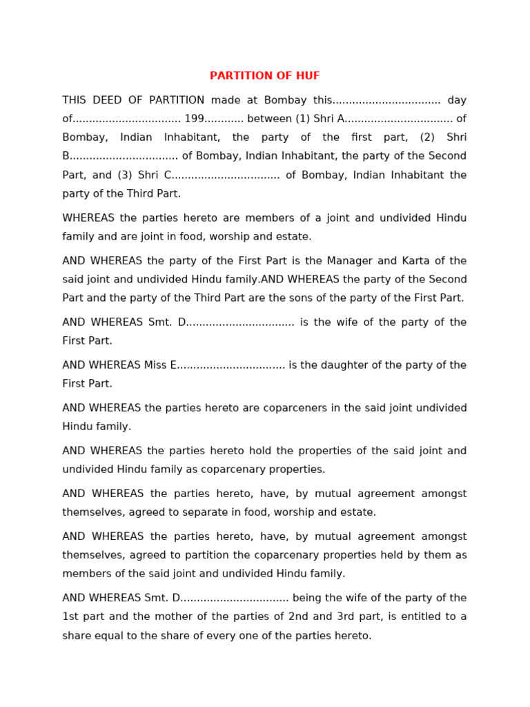 Partition of Huf | PDF | Property | Private Law