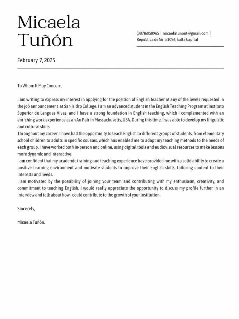 Cover Letter (Eng.) | PDF