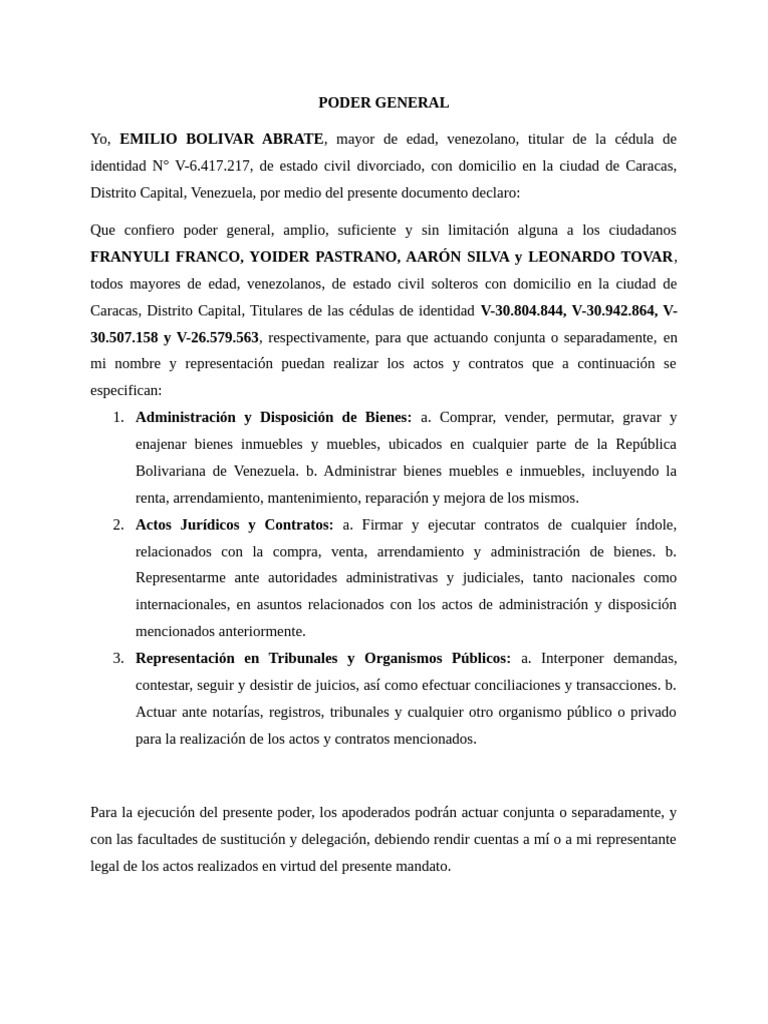 Poder General | PDF | Venezuela | Gobierno