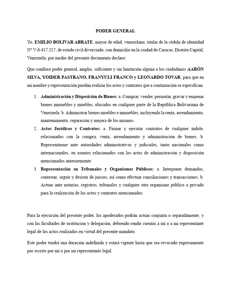 Poder General | PDF | Venezuela | Gobierno