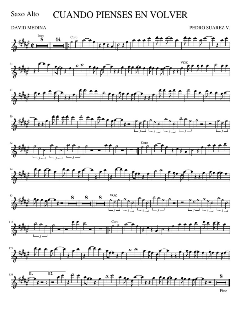 CUANDO PIENSES EN VOLVER-Saxofón - Contralto | PDF