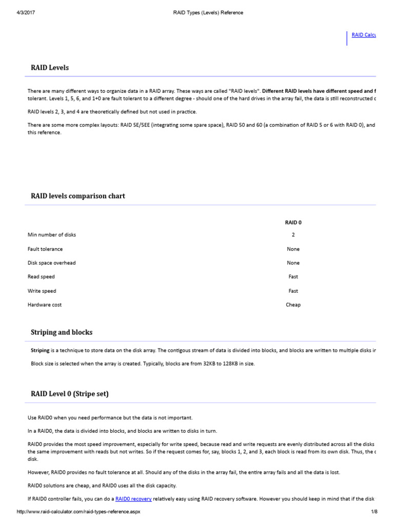 RAID Types (Levels) Reference | PDF | Computer Architecture | Computer Data Storage