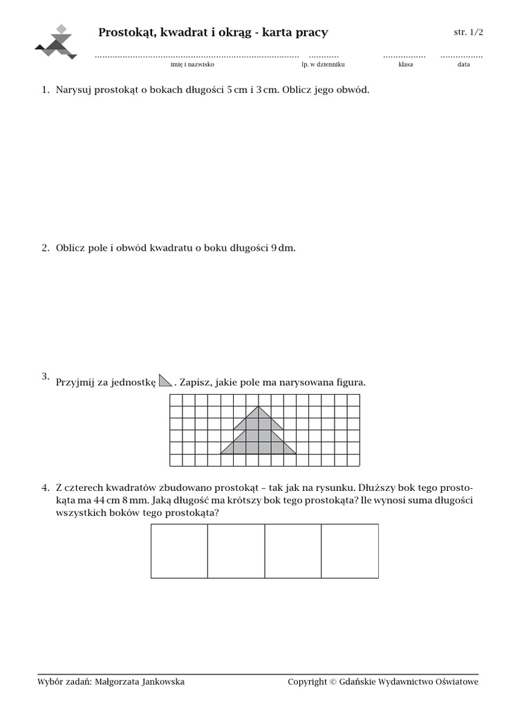 Prostokat - Kwadrat I Okrag - Karta Pracy | PDF