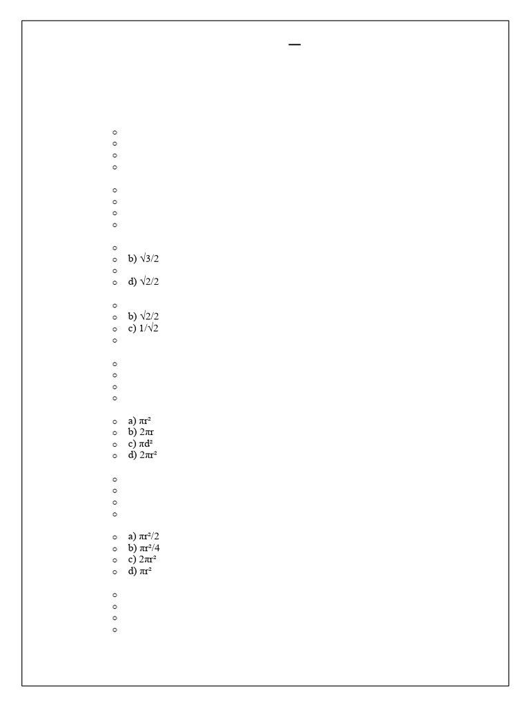 Sample Question Paper For Revision 2. | PDF | Circle | Area