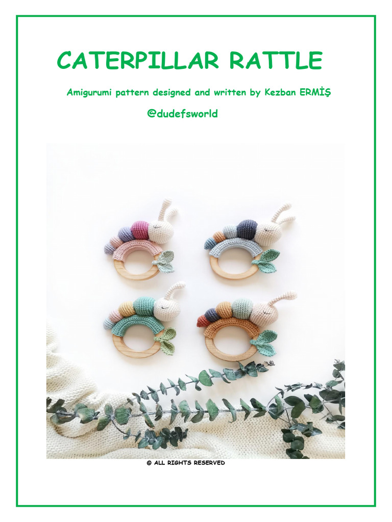 Caterpillar Rattle English Pattern | PDF | Crochet | Figured Fabrics