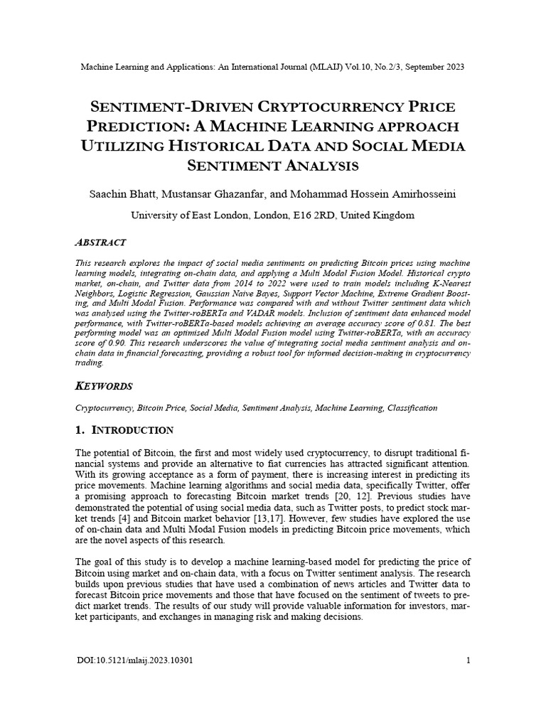 Sentiment-Driven Cryptocurrency Price Prediction | PDF | Machine ...