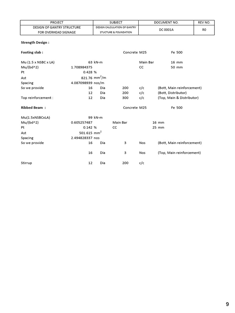 Gantry Structure Design Calculations | PDF