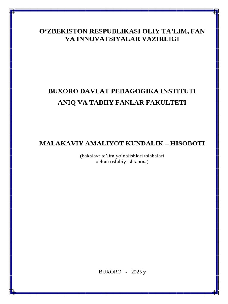 Amaliyot Kundaligi 4+2 | PDF