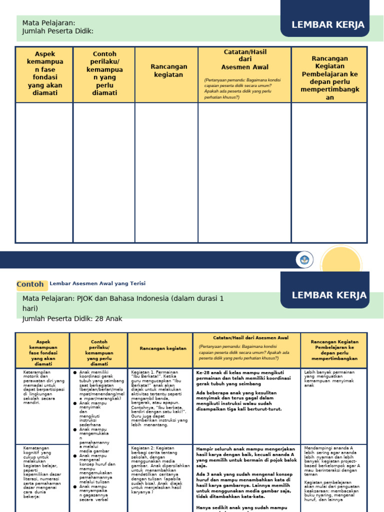 6 - Modul Pendek 2.3 Lembar Kerja Asesmen Awal 4&5 | PDF