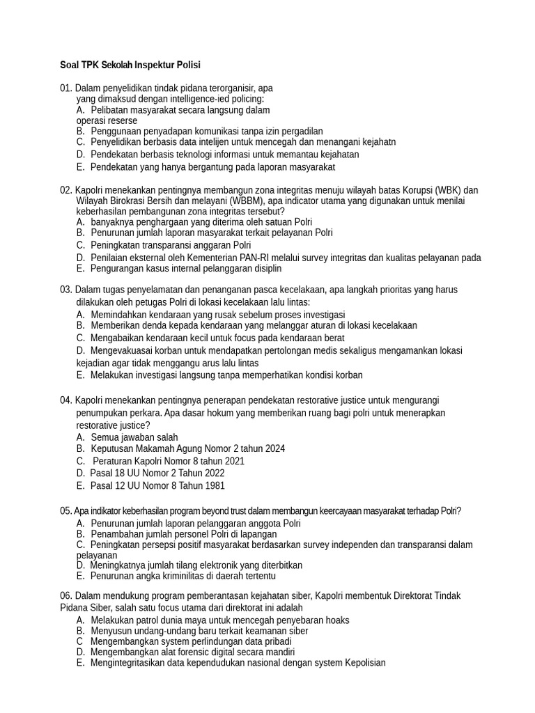 Latihan Soal TPK | PDF