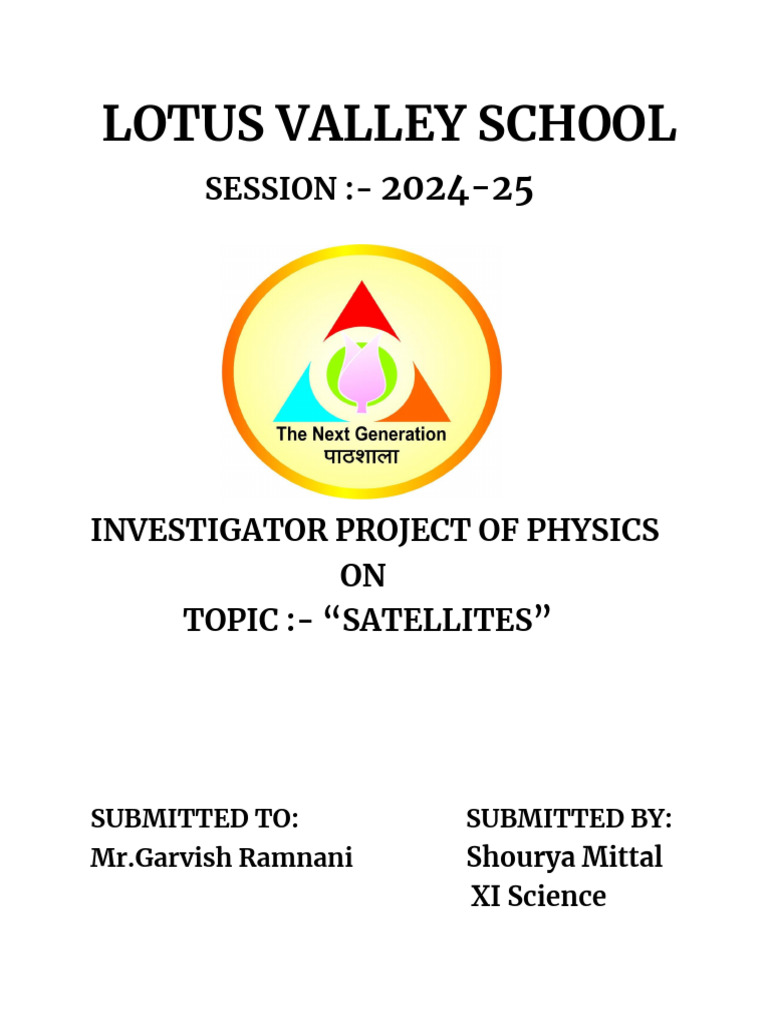 Physics Project on Satellites 2024-25 | PDF