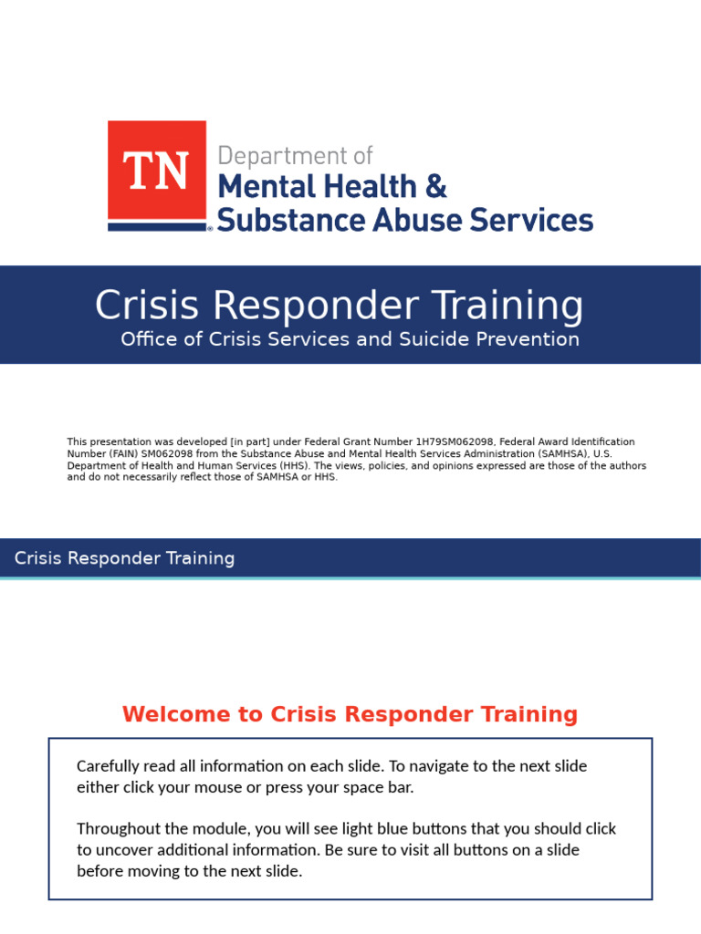 Crisis Responder Training Overview | PDF | Suicide | Mental Health