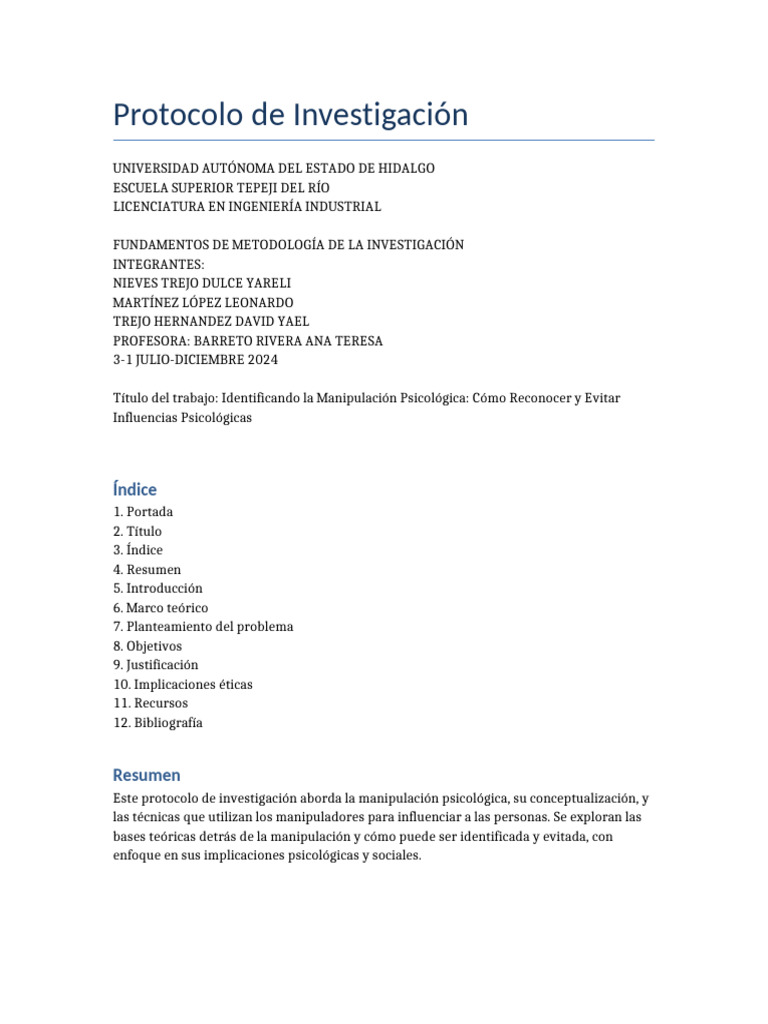 Protocolo Investigacion Leonardo | PDF | Sicología | Salud mental