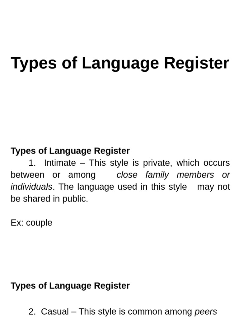 3types of Language Register | PDF