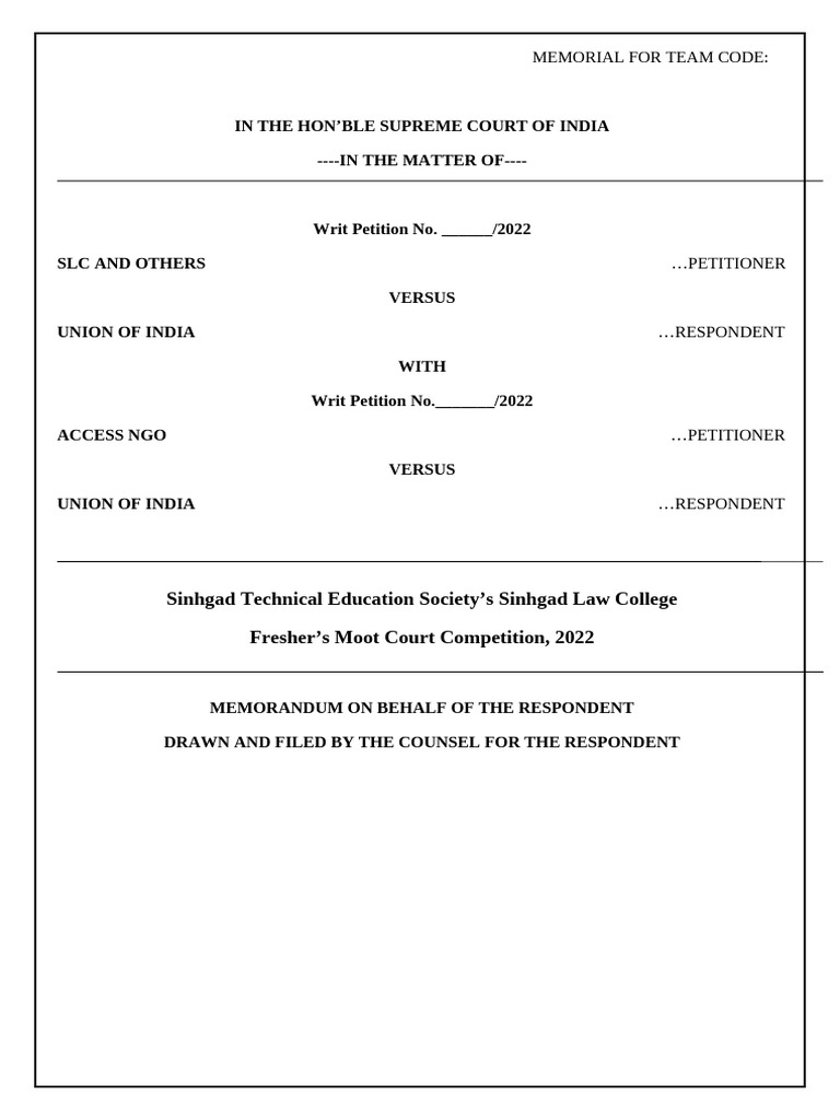 Janadhar Moot Court - Respodent | PDF | Identity Document | Common Law