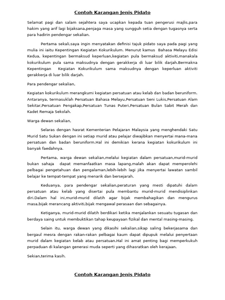 Contoh Karangan Jenis Pidato | PDF