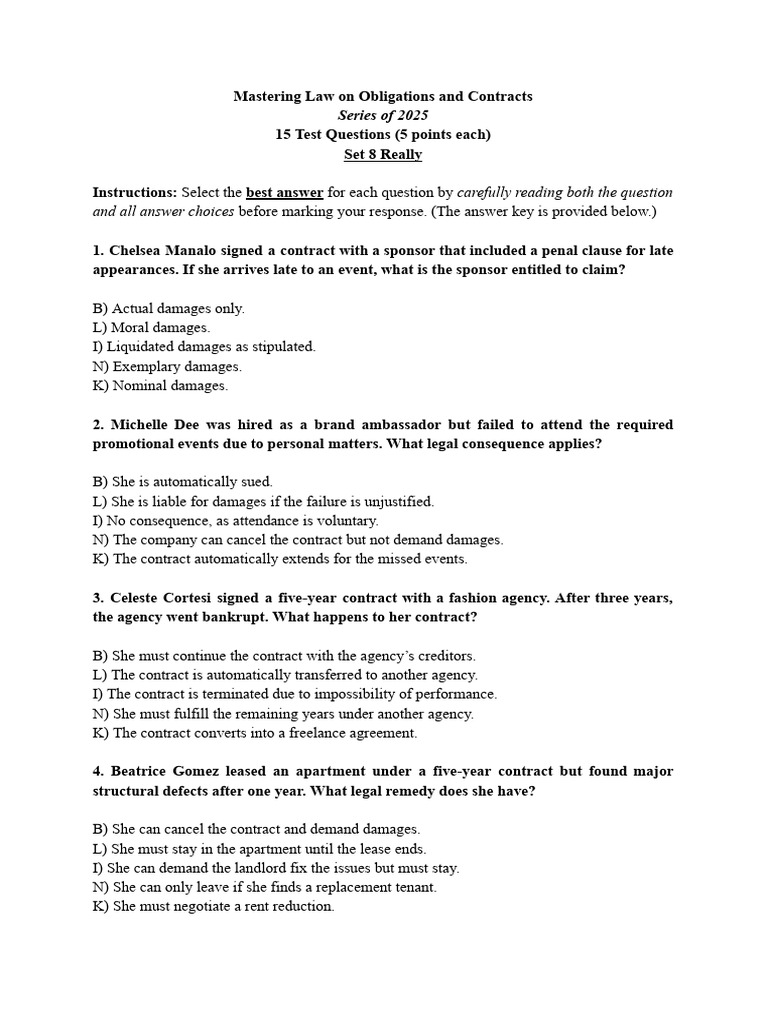 Mastering OBLICON Series of 2025 Test Questions Set 8 Really | PDF ...