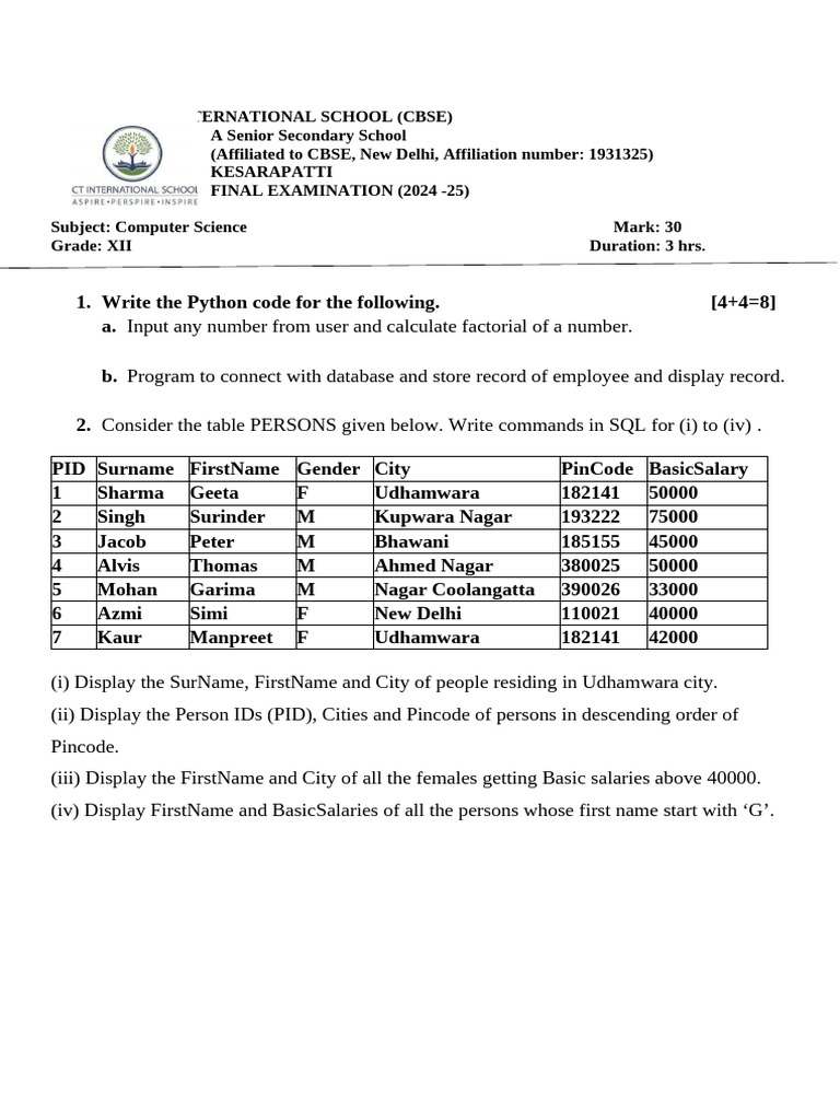 Grade 12 Practicals D | PDF