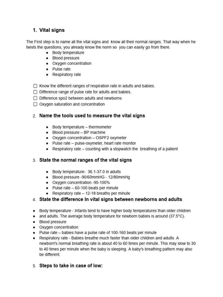 Vital Signs and Emergency Care Guide | PDF | Breathing ...