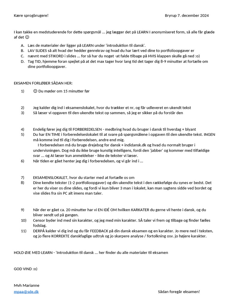 Sådan Foregår Eksamen I Dansk | PDF