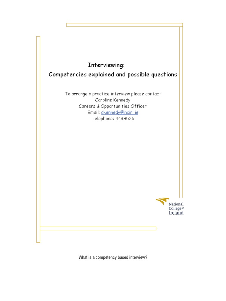Competencies and Possible Questions | PDF | Competence (Human Resources ...
